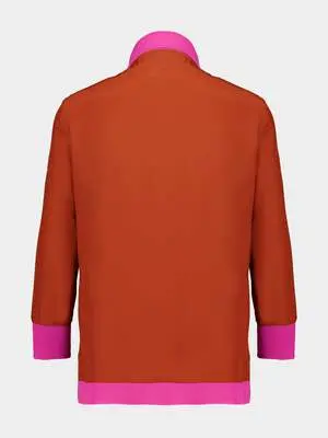 PAULA Diane Cinnamon Stick Silk V-neck Long-sleeve Top - Orange