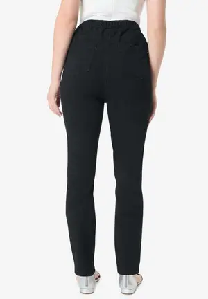 Roaman's Knit Jean Jeggings With Elasticized Waistband - Black