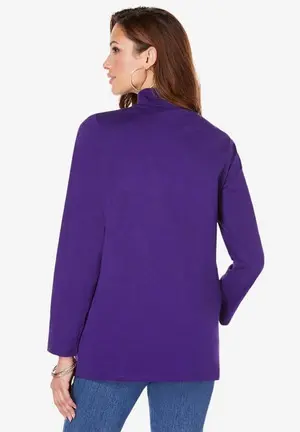 ROAMAN'S Long Sleeve Mock Neck Tee - Navy