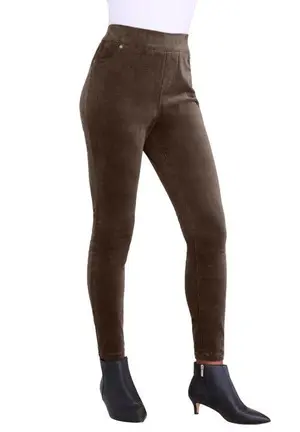 Roaman's Corduroy Leggings - Chocolate