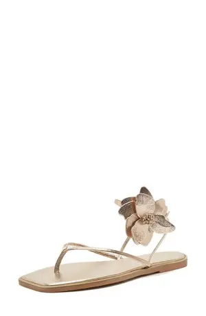 Free People Mismatched Magnolia Appliqué Ankle Strap Sandal Gold