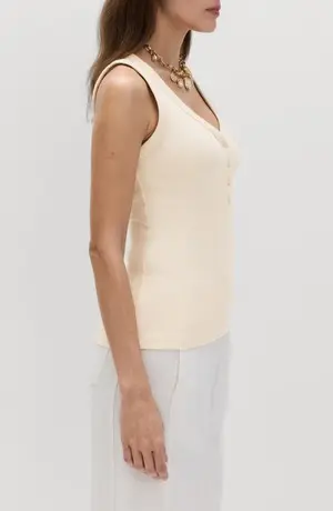 PER UNA BY M&S Ribbed Henley Sleeveless Top