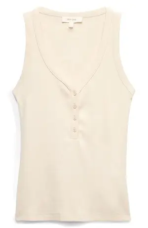 PER UNA BY M&S Ribbed Henley Sleeveless Top