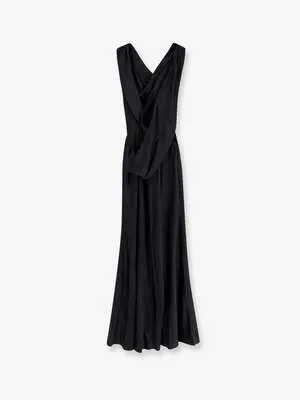 ACTUALEE Satin Long Dress - Black