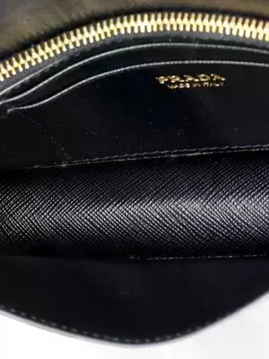 Prada Wristlet Wallet On Chain Saffiano Leather Mini Clutch