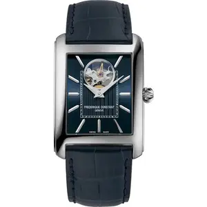 FREDERIQUE CONSTANT Classics Carrée Open Heart Leather Strap Watch - Blue