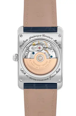 FREDERIQUE CONSTANT Classics Carrée Open Heart Leather Strap Watch
