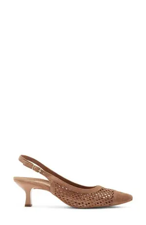 Paul Green Derby Slingback Pumps - Nut Suede
