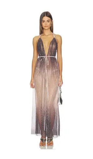 L'IDEE Daphne Halterneck Maxi Dress - Grey