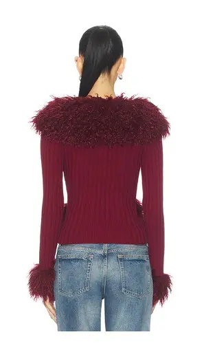 I.AM.GIA Faux Fur Trimmed Cardigan - Red