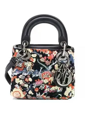 Dior Lady Beaded Embroidered Leather Micro Satchel - Multicolour