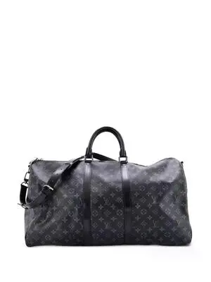 LOUIS VUITTON Keepall Bandouliere 55 Travel Bag Monogram Eclipse Canvas