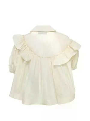 Simone Rocha Puff Sleeve Ruffled Blouse - Neutrals