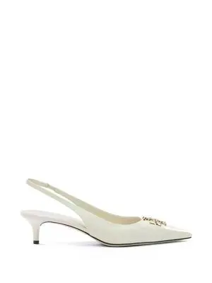 Tory Burch Appliquéd Leather Heeled Pumps - Neutrals