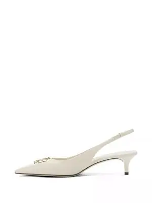 Tory Burch Appliquéd Leather Heeled Pumps - Neutrals
