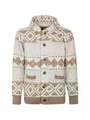 TOOCO Patterned Hooded Cardigan