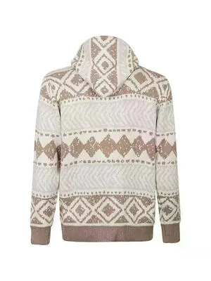 TOOCO Patterned Hooded Cardigan