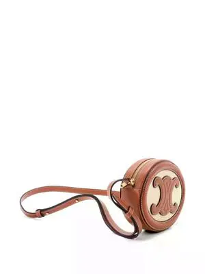 Celine Triomphe Oval Canvas And Leather Crossbody Bag - Brown