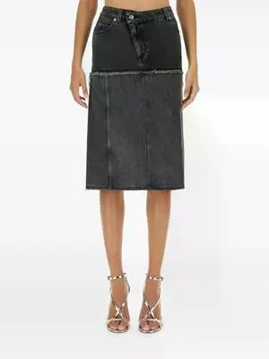 Alexander McQueen Two-tone Denim Midi Skirt