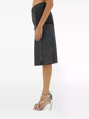 Alexander McQueen Two-tone Denim Midi Skirt