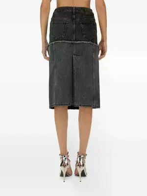 Alexander McQueen Two-tone Denim Midi Skirt