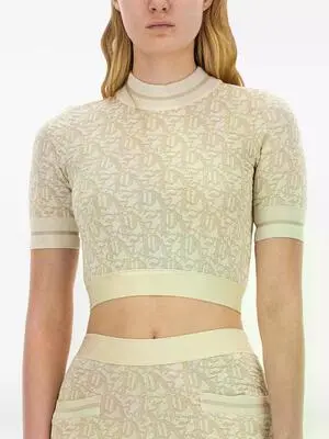 Palm Angels Monogram-jacquard Knitted Crop Top