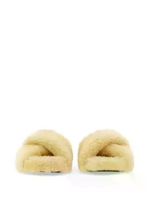 JIL SANDER Shearling Crossover Flat Sandals