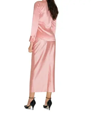 REFORMATION Raya Silk Shirt - Carnation