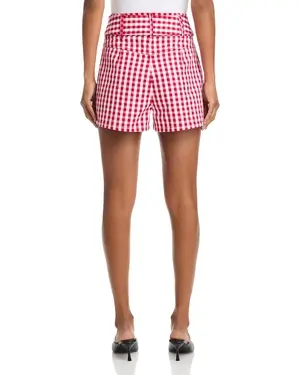 Cinq À Sept Mini Gingham Denim Allie Shorts - Chilli Pepper