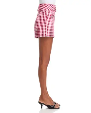Cinq À Sept Mini Gingham Denim Allie Shorts - Chilli Pepper