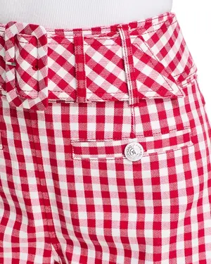 Cinq À Sept Mini Gingham Denim Allie Shorts - Chilli Pepper