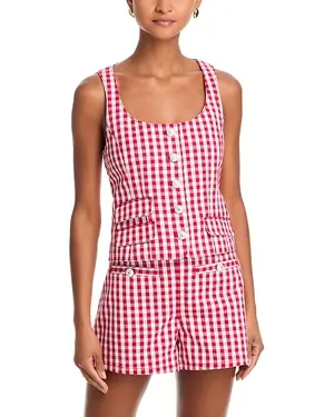Cinq À Sept Mini Gingham Denim Lovina Top