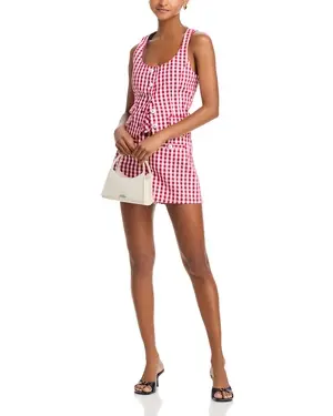 Cinq À Sept Mini Gingham Denim Lovina Top