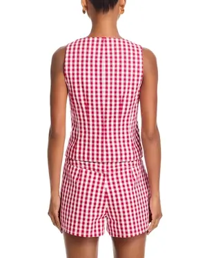 Cinq À Sept Mini Gingham Denim Lovina Top