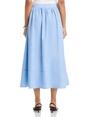 Cinq À Sept Matilda Embroidered Striped Skirt