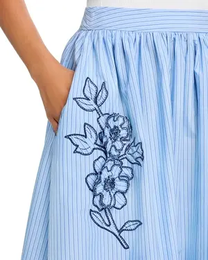 Cinq À Sept Matilda Embroidered Striped Skirt