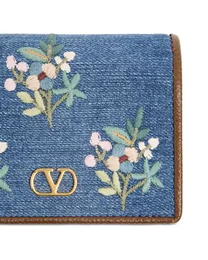 Valentino Garavani Embroidered Flower Flap French Wallet - Multi