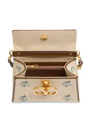 Valentino Garavani Small Embroidered Linen Handbag