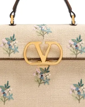 Valentino Garavani Small Embroidered Linen Handbag
