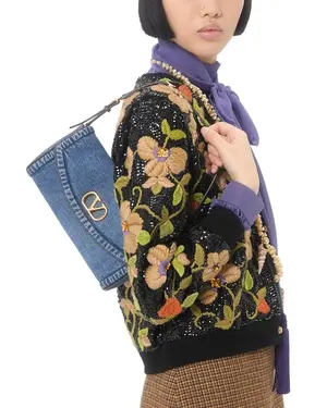 Valentino Garavani Devain Vlogo Small Shoulder Bag - Denim