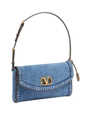 Valentino Garavani Devain Vlogo Small Shoulder Bag - Denim
