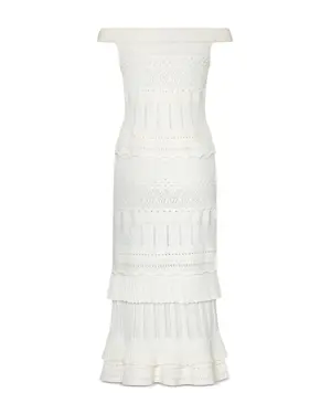 MILLY Maven Ruffle Midi Dress