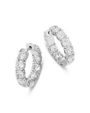 Bloomingdale'S Luxe Collection 14k Gold Lab Grown Diamond Hoop Earrings 6.0 Tcw - White