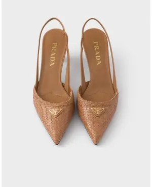 Prada Woven Leather Slingback Pumps - Neutral