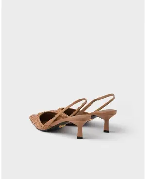 Prada Woven Leather Slingback Pumps - Neutral