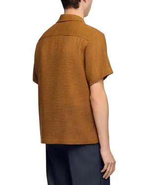 Sandro Openwork Mesh Shirt - Camel