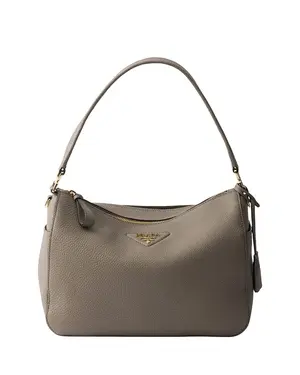 Prada Medium Leather Shoulder Bag - Grey