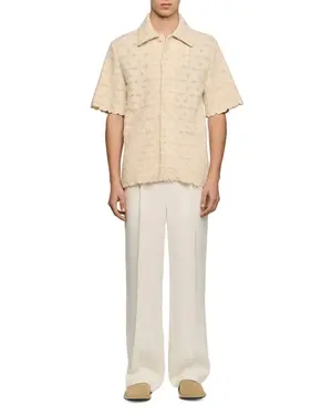 Sandro Cotton Broderie Anglaise Shirt - Ecru