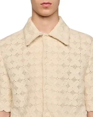 Sandro Cotton Broderie Anglaise Shirt - Ecru