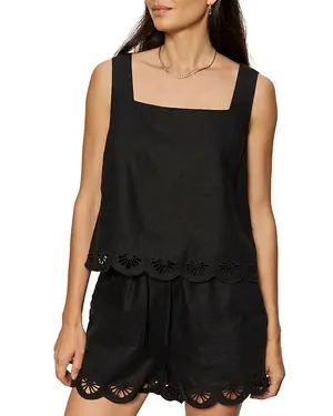 Black Linen Tops